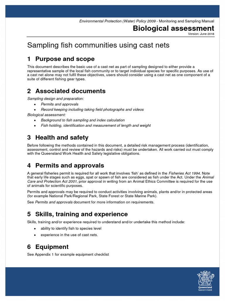 Biological Assessment Sampling Fish Communities Using Cast Nets | PDF ...