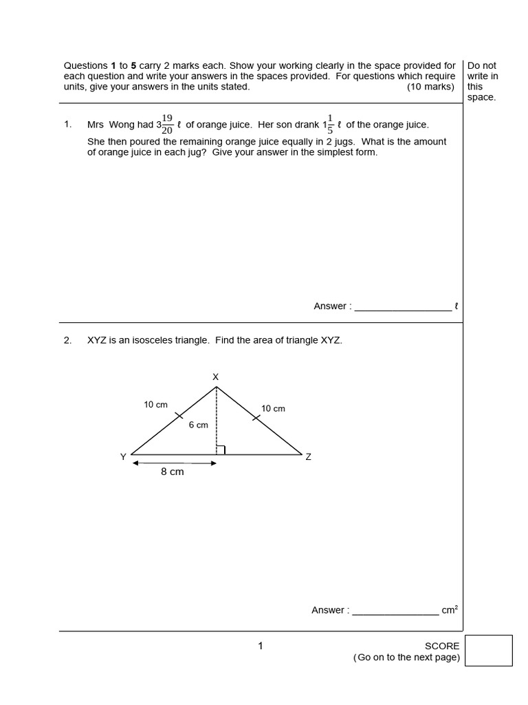 Extra Practice 2 Paper 2 | PDF | Rectangle | Elementary Mathematics