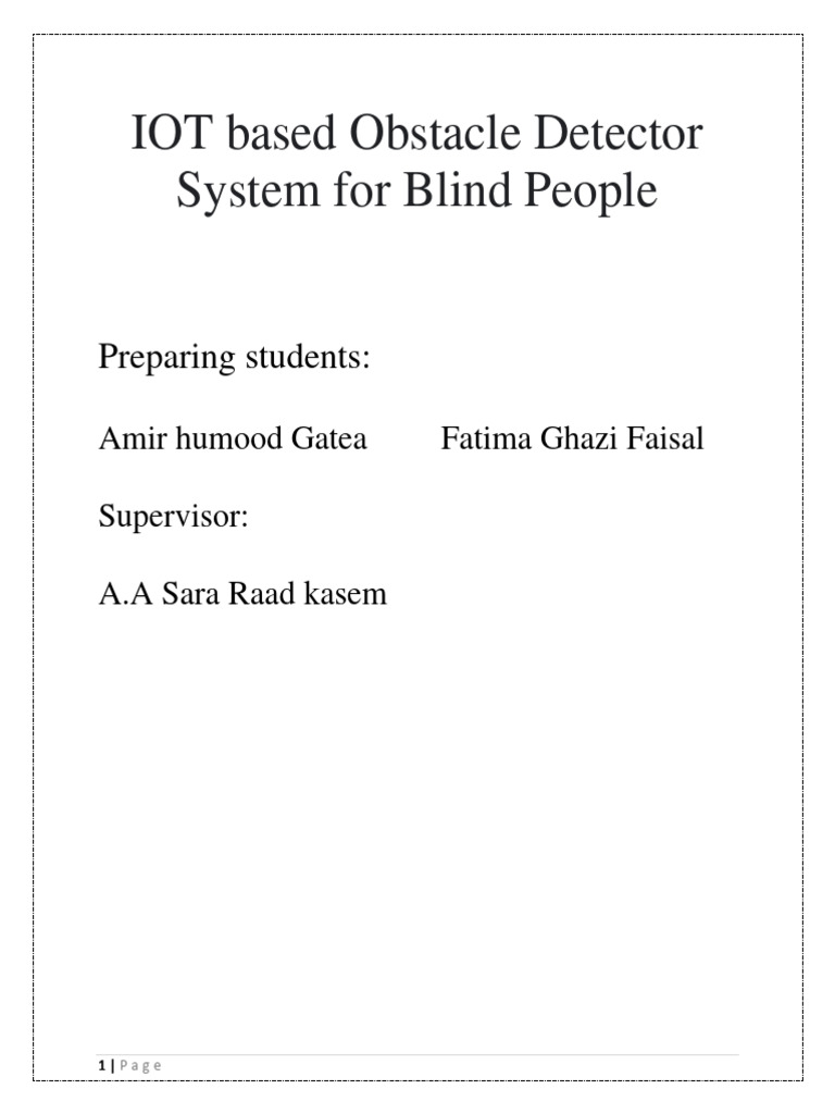 IOT Based Obstacle Detector System For Blind People: Preparing Students ...