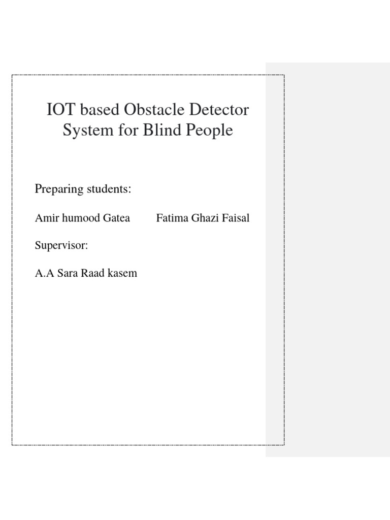 IOT Based Obstacle Detector System For Blind People: Preparing Students | Download Free PDF ...
