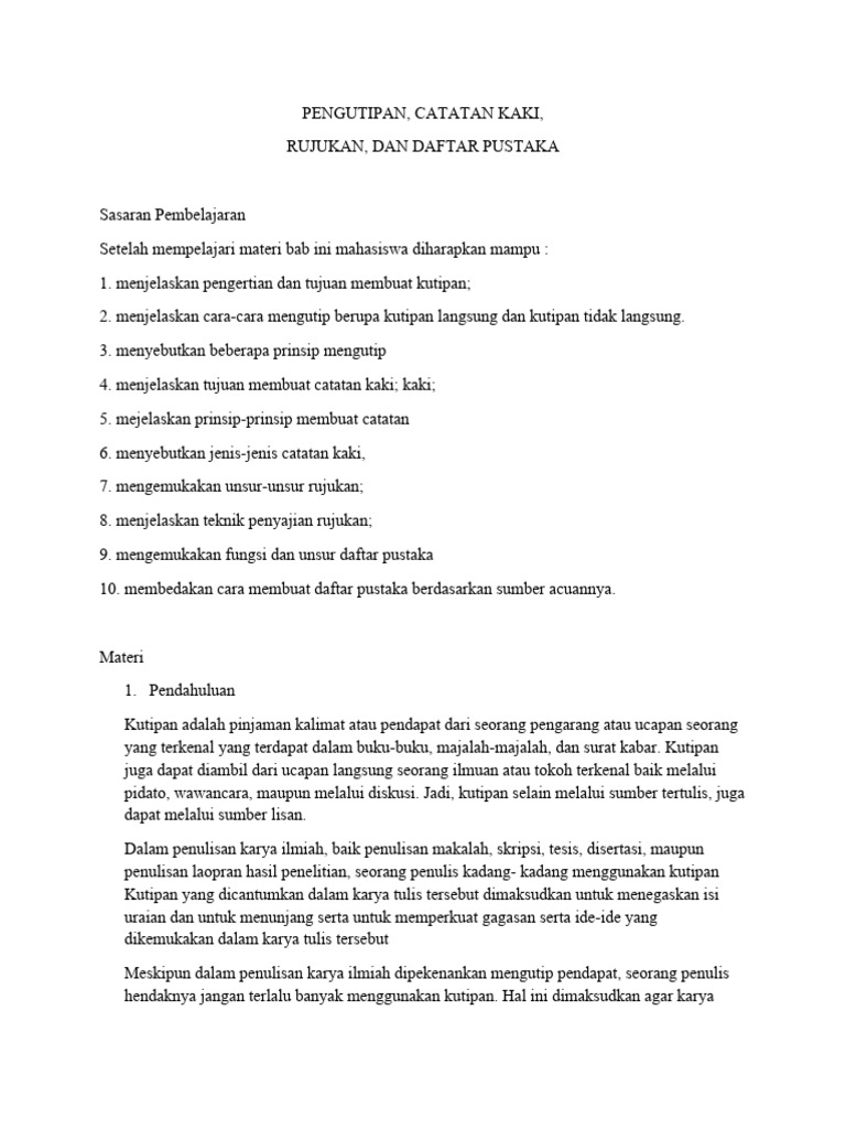 13 Pengutipan, Catatan Kaki | PDF