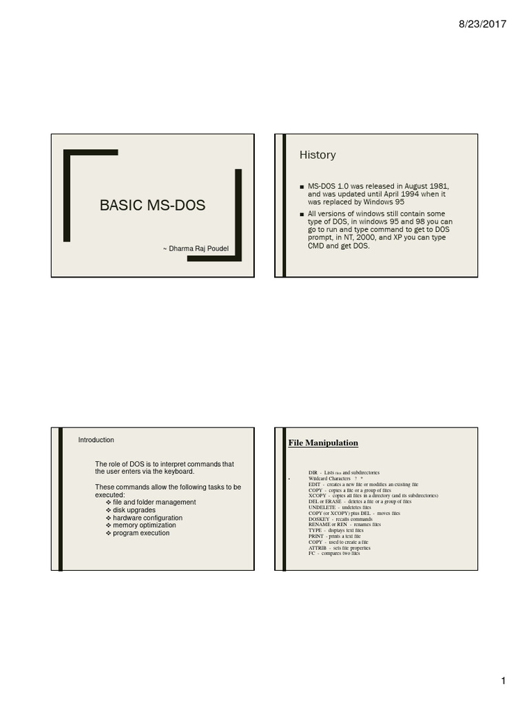 MS Dos | Download Free PDF | Computer File | Command Line Interface
