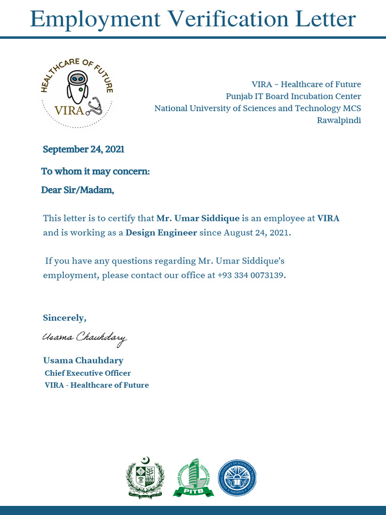 Umar Employment Verification Letter | PDF