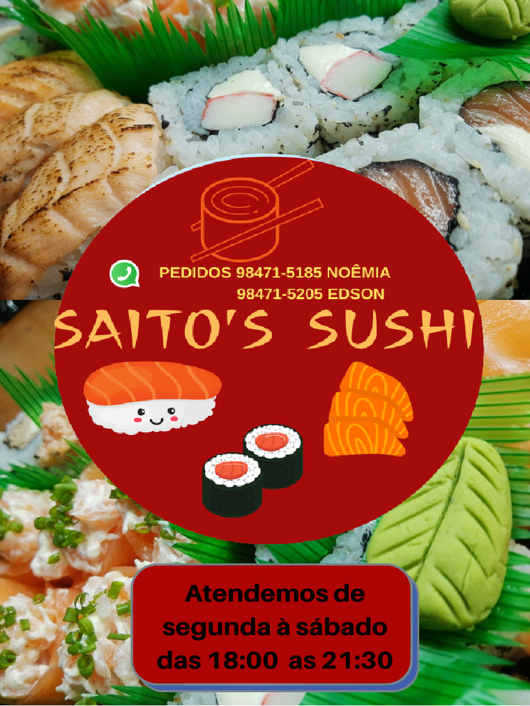 Cardápio Saito's Sushi | PDF | Sushi | Pratos com carne