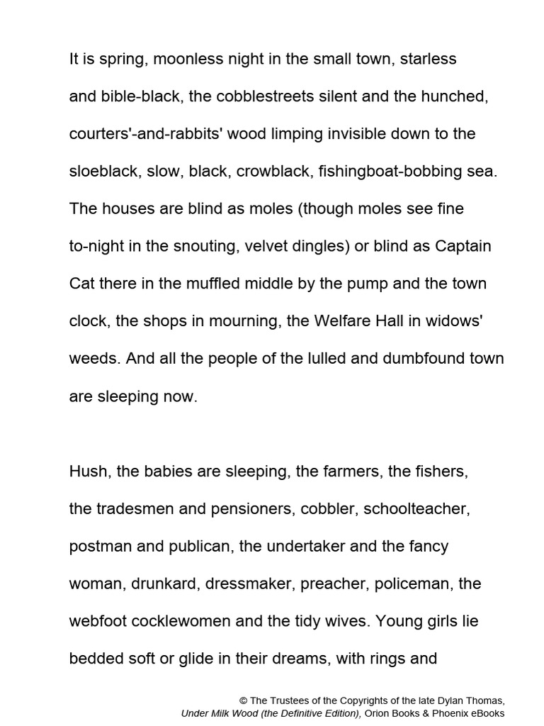 Dylan Thomas Under Milk Wood | PDF