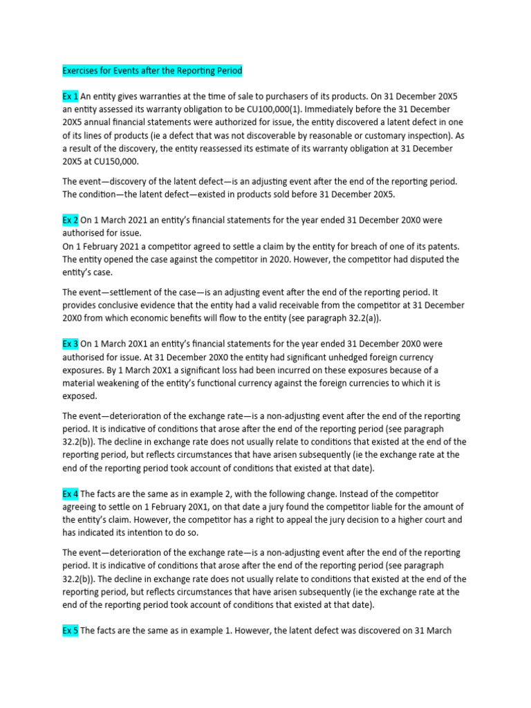 Events After Reporting Period Sample | PDF | Business | Finance & Money ...