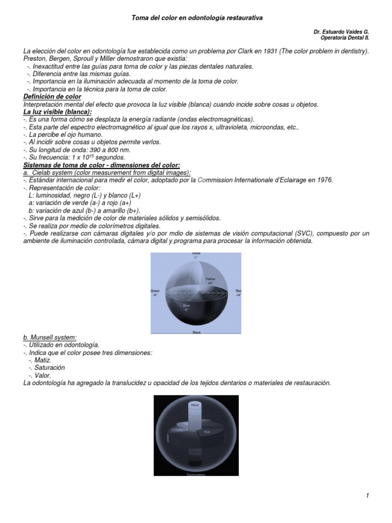 3ro Toma de color en odontología restaurativa Dr. Vaides | PDF | Color ...