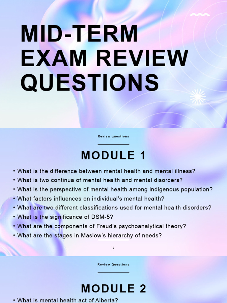 Mid-Term Exam Review | PDF | Stress (Biology) | Mental Disorder