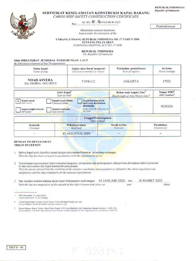 1703204029633-23 CargoShipSafetyConstructionCertificate | PDF