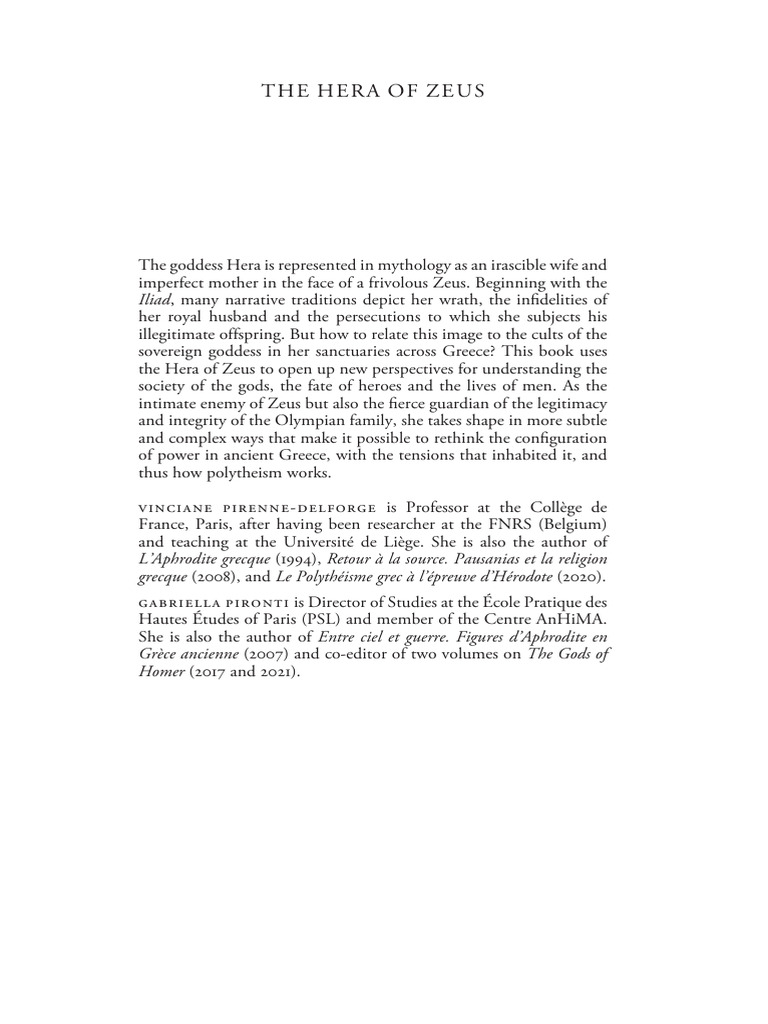 The Hera of Zeus | PDF | Hera | Greek Mythology