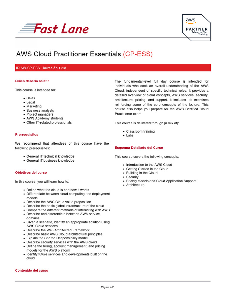 Fast Lane - AW-CP-ESS | PDF | Cloud Computing | Amazon Web Services