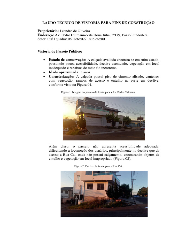 Laudo de Vistoria de Passeio Público em RS | PDF