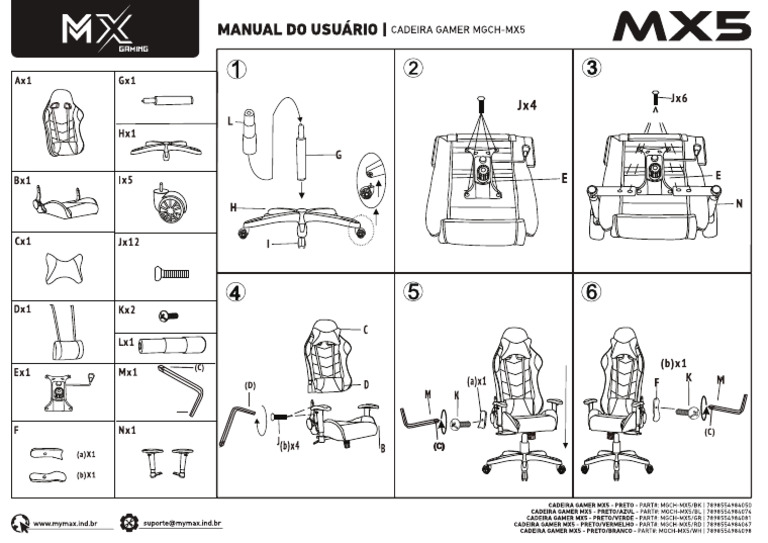 Manual Cadeira Gamer MX5 | PDF