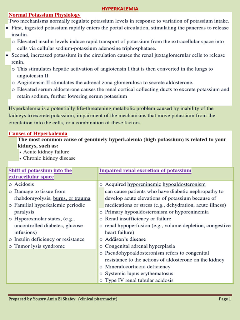 Hyperkalemia | PDF | Medical Specialties | Clinical Medicine