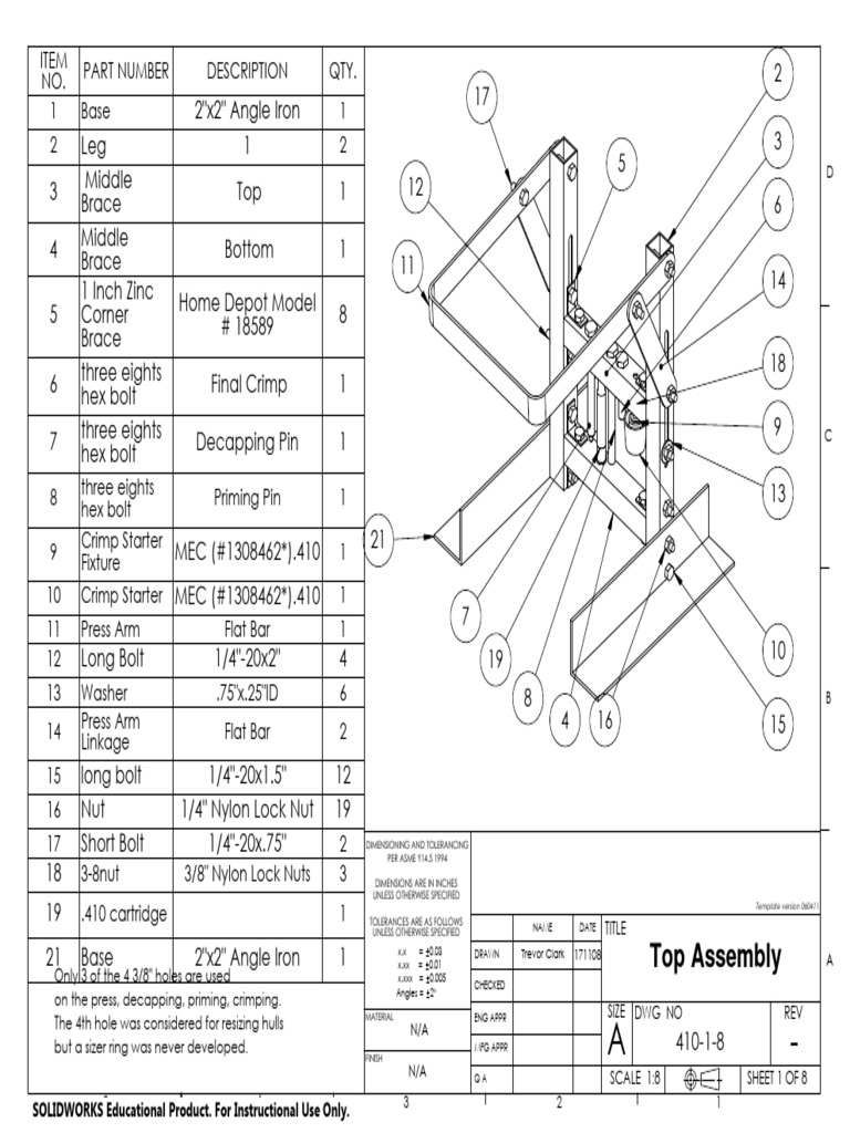 Reloading 410 With A Homemade Press | PDF | Screw | Engineering Tolerance
