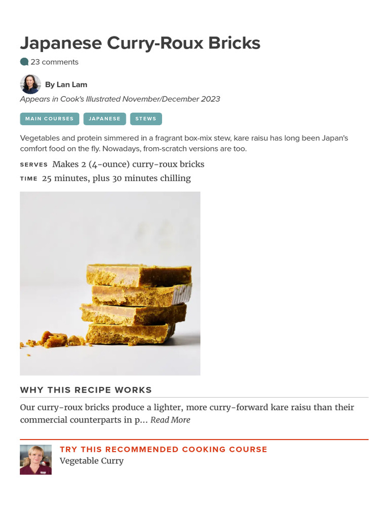 Japanese Curry-Roux Bricks | PDF | Curry | Teaspoon