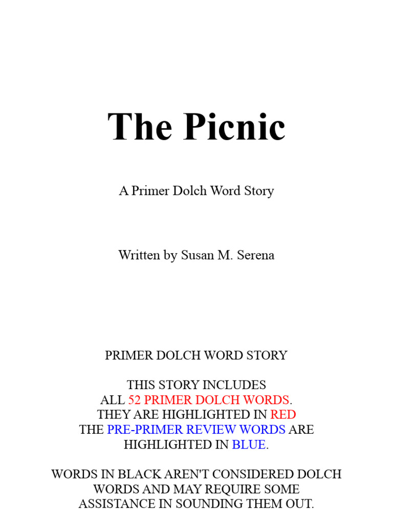Primer Dolch Word Story 1 | PDF