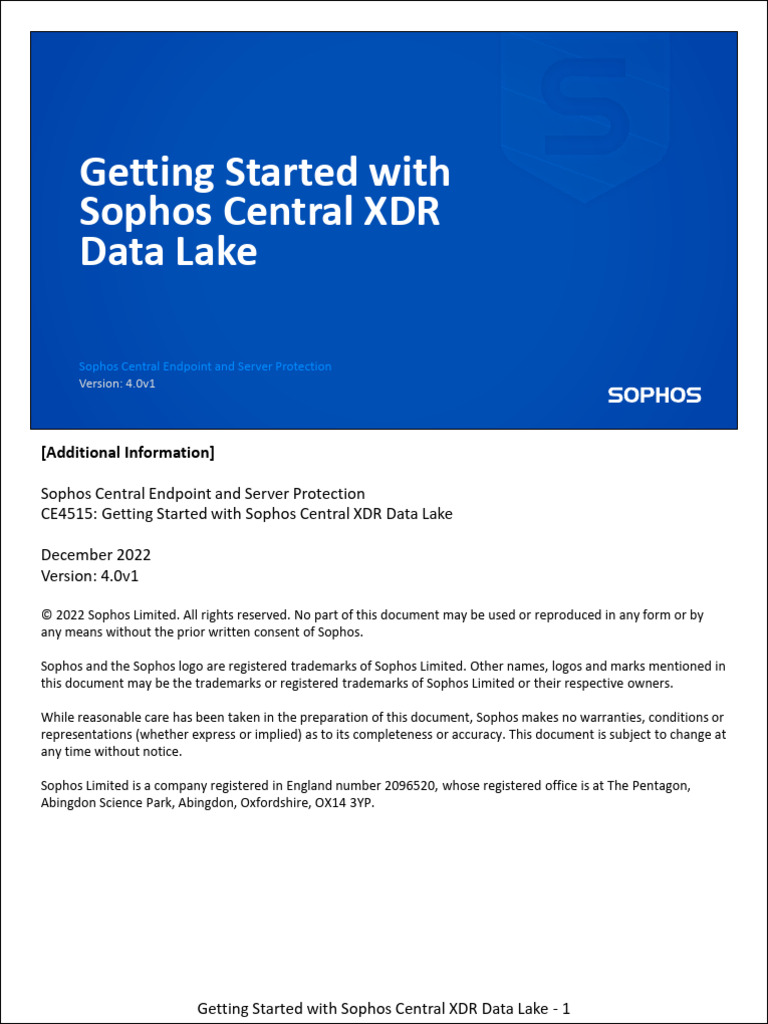 CE4515 4.0v1 Getting Started With Sophos Central XDR Data Lake | PDF | Data | Online And Offline