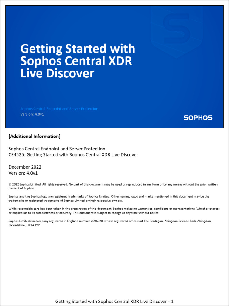 CE4525 4.0v1 Getting Started With Sophos Central XDR Live Discover | PDF | Operating System ...