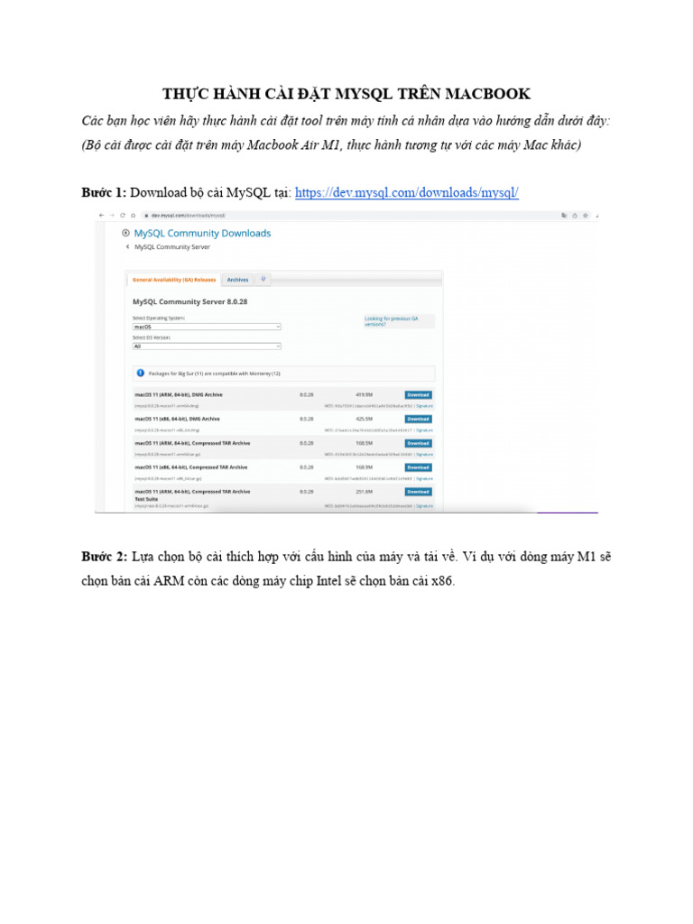Cai Dat MySQL - Mac | PDF