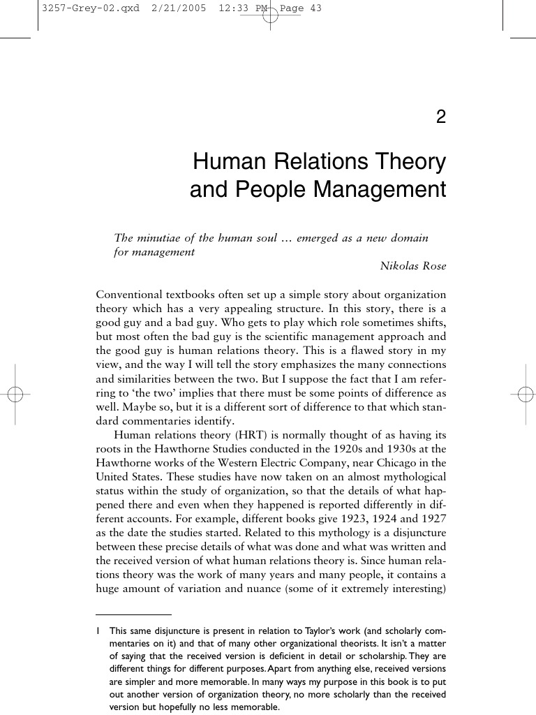 Human Relations Theory & People Management | PDF | Science | Theory