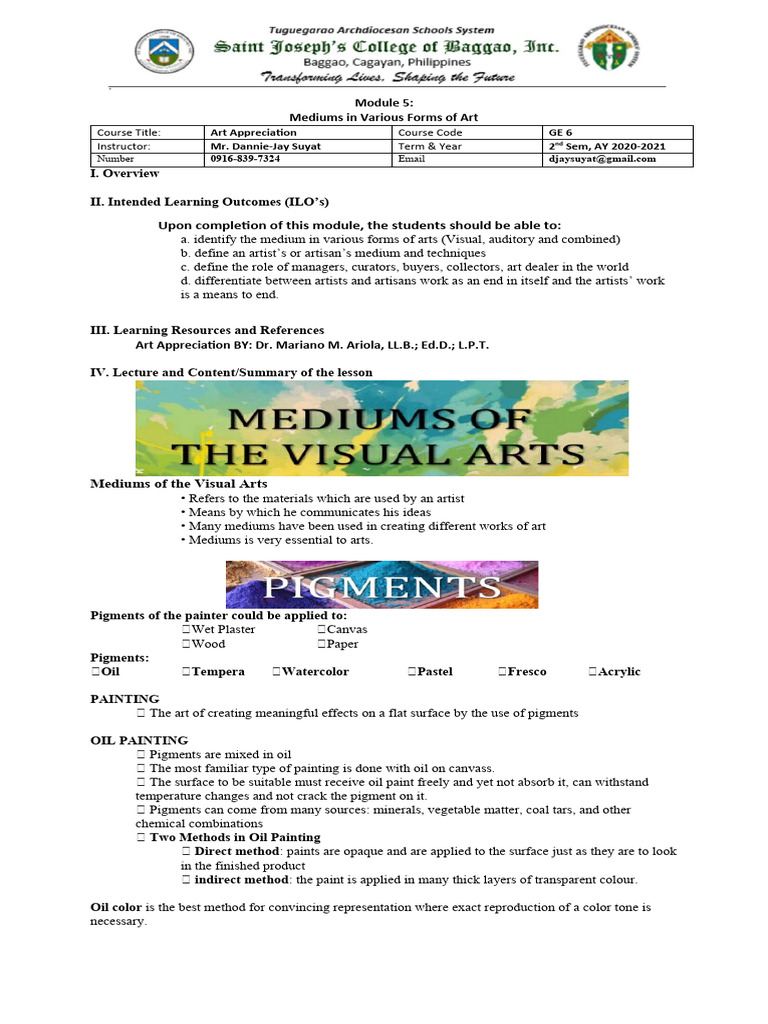 Art App Module 5 | PDF | Paintings | Oil Painting
