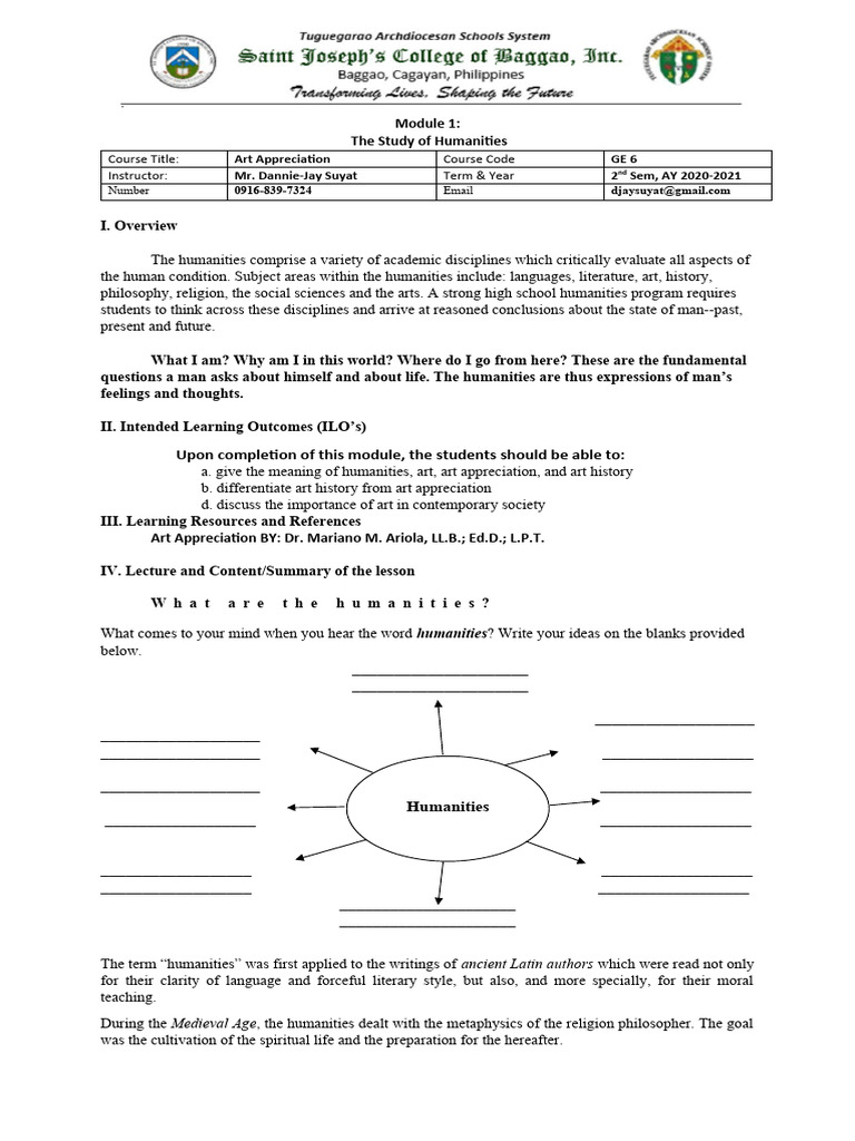Art Appreciation Module 1 | PDF | Humanities | The Arts