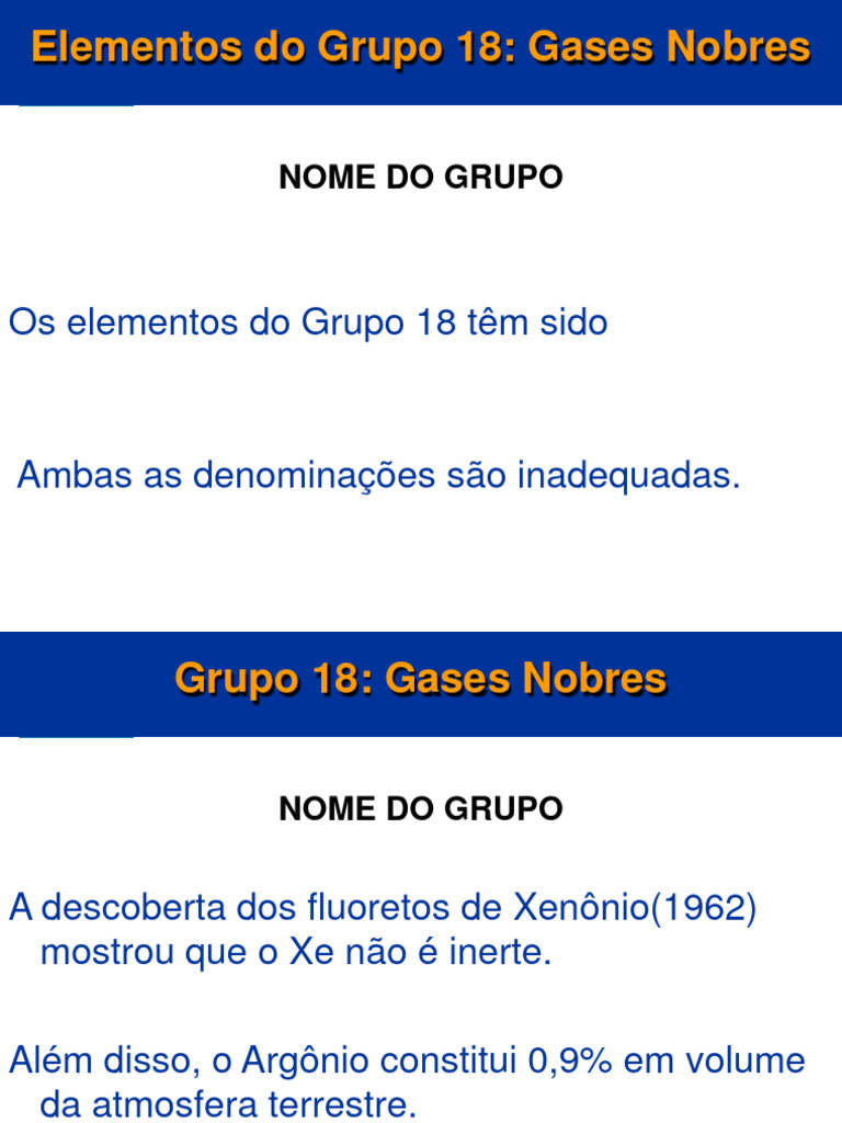 Grupo 18 Grupo Dos Gases Nobres 1 | PDF