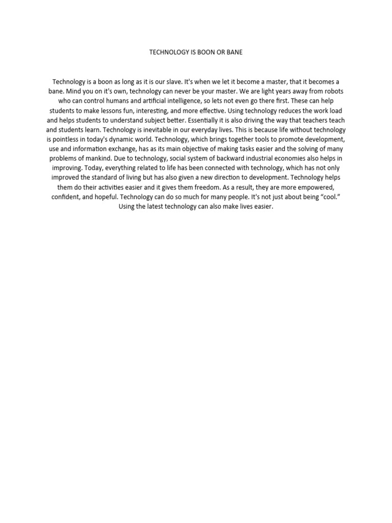 Technology: Boon or Bane? | PDF | Social Science | Computers