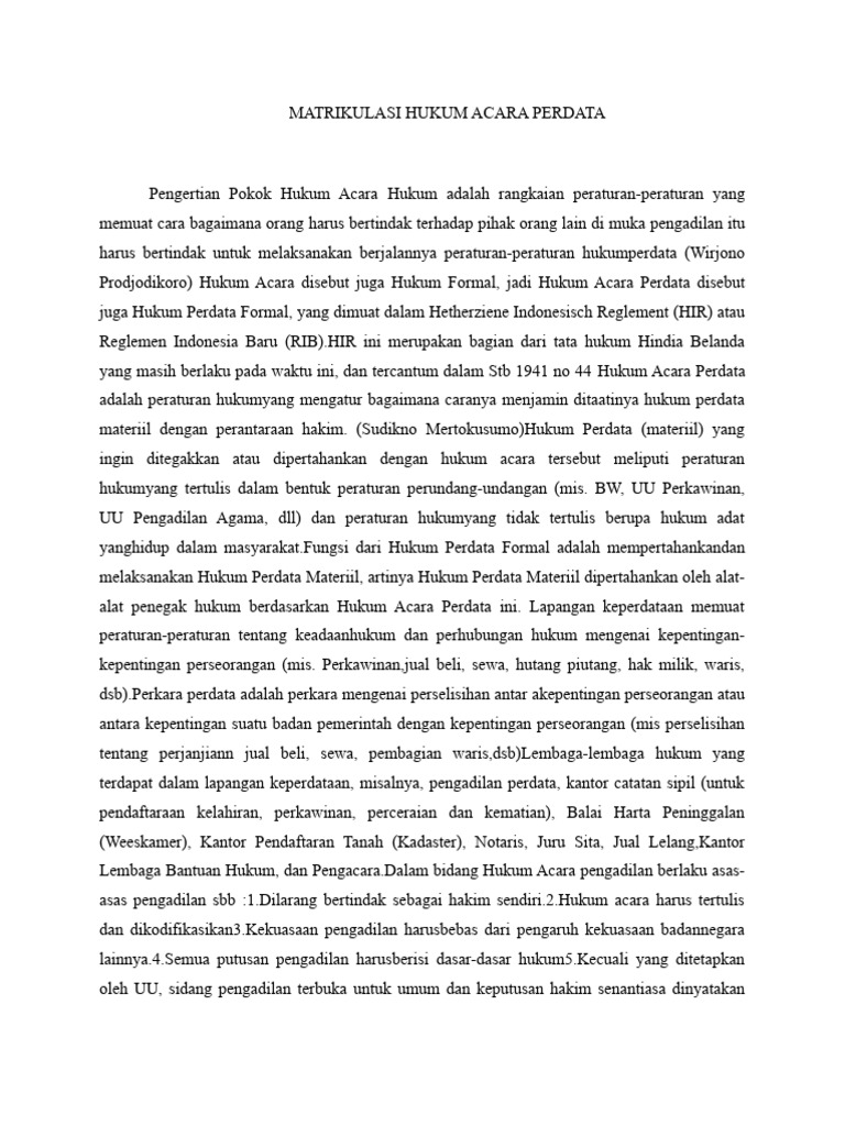 Matrikulasi Hukum Acara Perdata | PDF