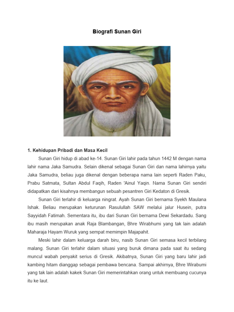 Biografi Sunan Giri | PDF