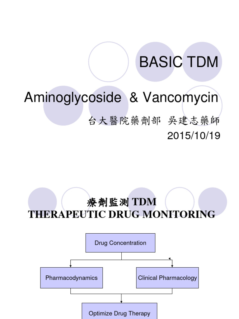 Aminoglycoside & Vancomycin: Basic TDM | PDF | Pharmacokinetics | Chemistry