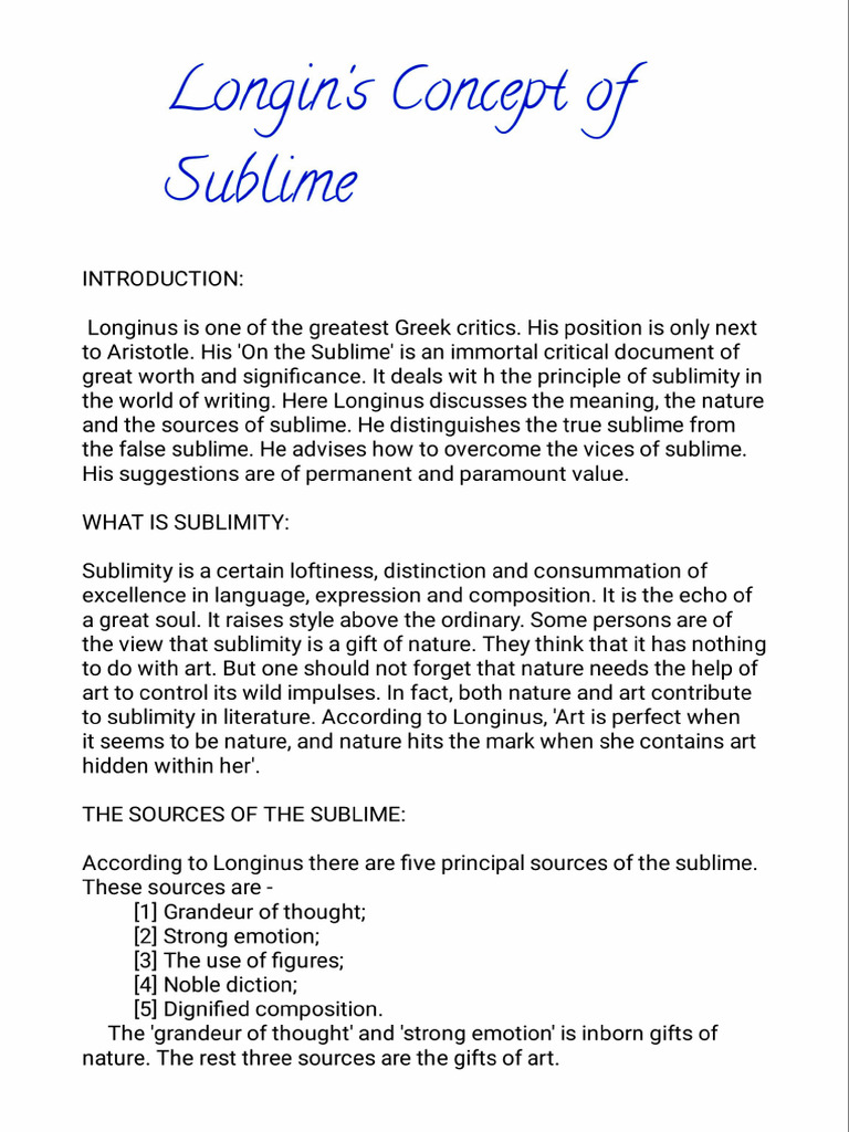 Langin's Concept of Sublime. | PDF