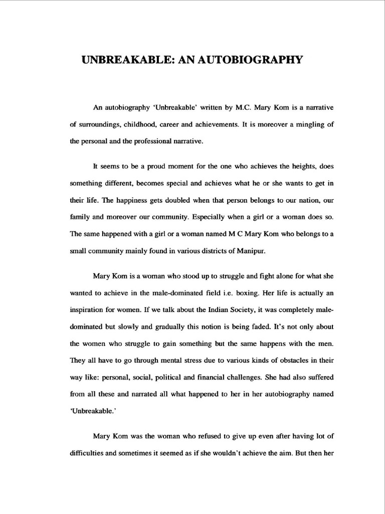 Unbreakable - An Autobiography by Mary Kom | PDF