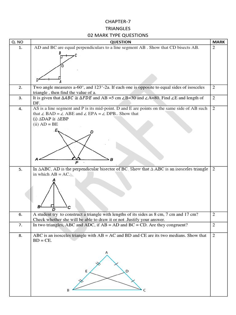 2 Mark Type (Triangles) | PDF | Triangle | Euclidean Plane Geometry