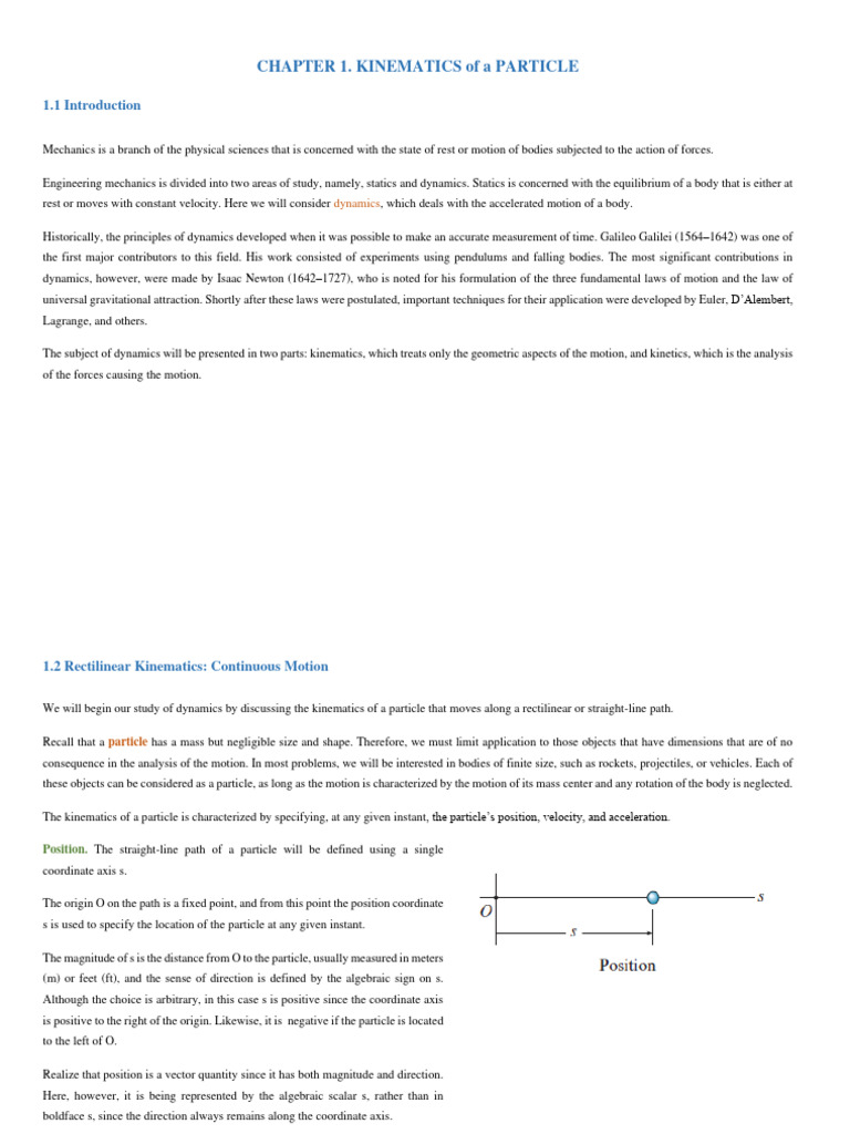 01 - Kinematics of A Particle 1 | PDF | Acceleration | Velocity