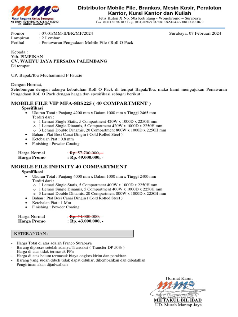Surat Penawaran Mobile File CV Wahyu Jaya Persada Palembang Up Bapak ... Surat Penawaran Mobile File CV Wahyu Jaya Persada Palembang Up Bapak ...