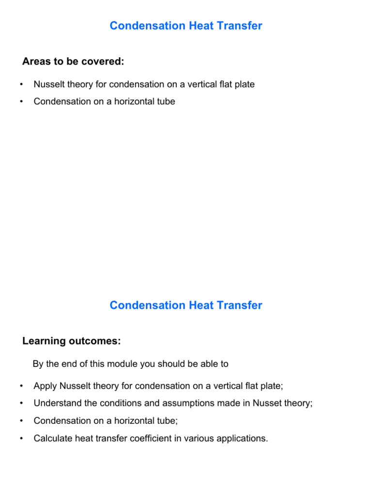 Heat Transfer - Condensation | PDF | Theory | Heat Transfer