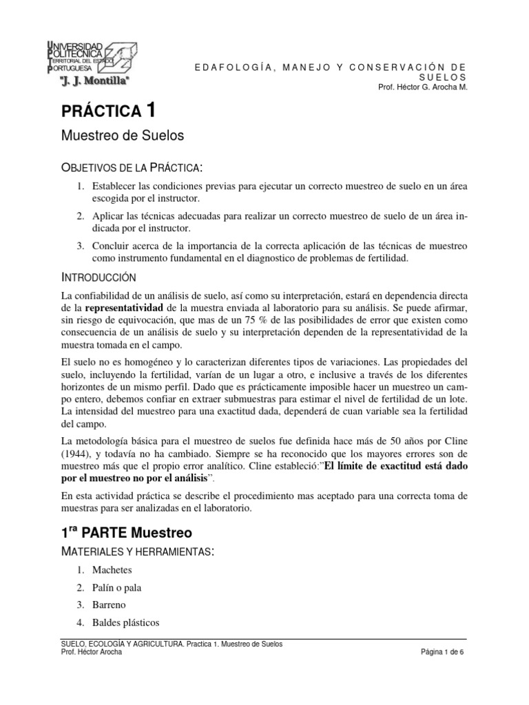 Pract 1 Muestreo de Suelos | PDF | Muestreo (Estadísticas) | Agricultura