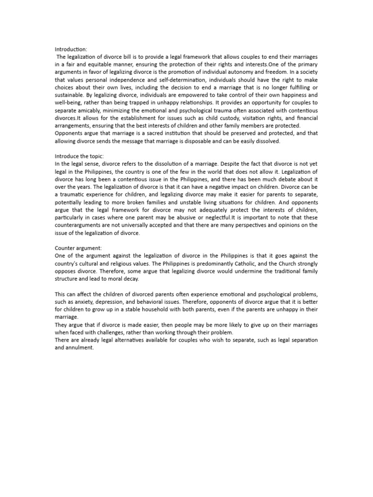 Legalizing Divorce in the Philippines | PDF | Divorce | Marriage