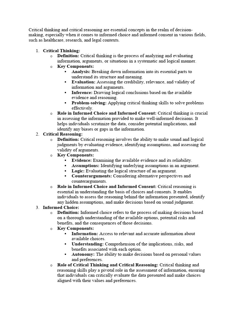 Critical Thinking in Decision-Making | PDF | Critical Thinking | Thought