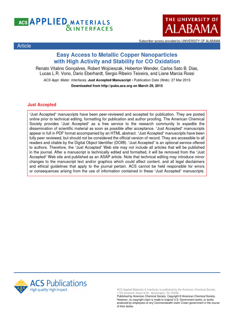 Easy Access To Metallic Copper Nanoparticles | PDF | Sputtering ...