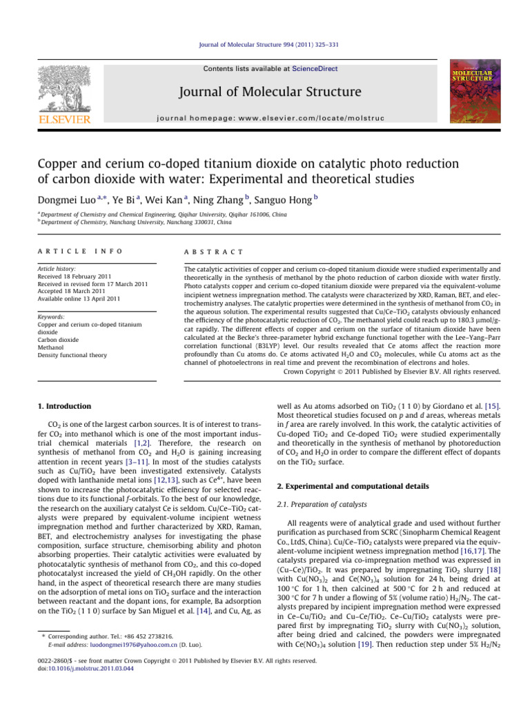 Copper and Cerium Co-Doped Titanium Dioxide On Catalytic Photo ...