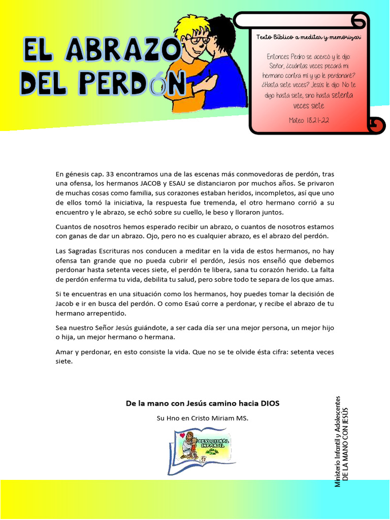El abrazo del perdón en Jacob y Esaú | PDF | Perdón | Jacob