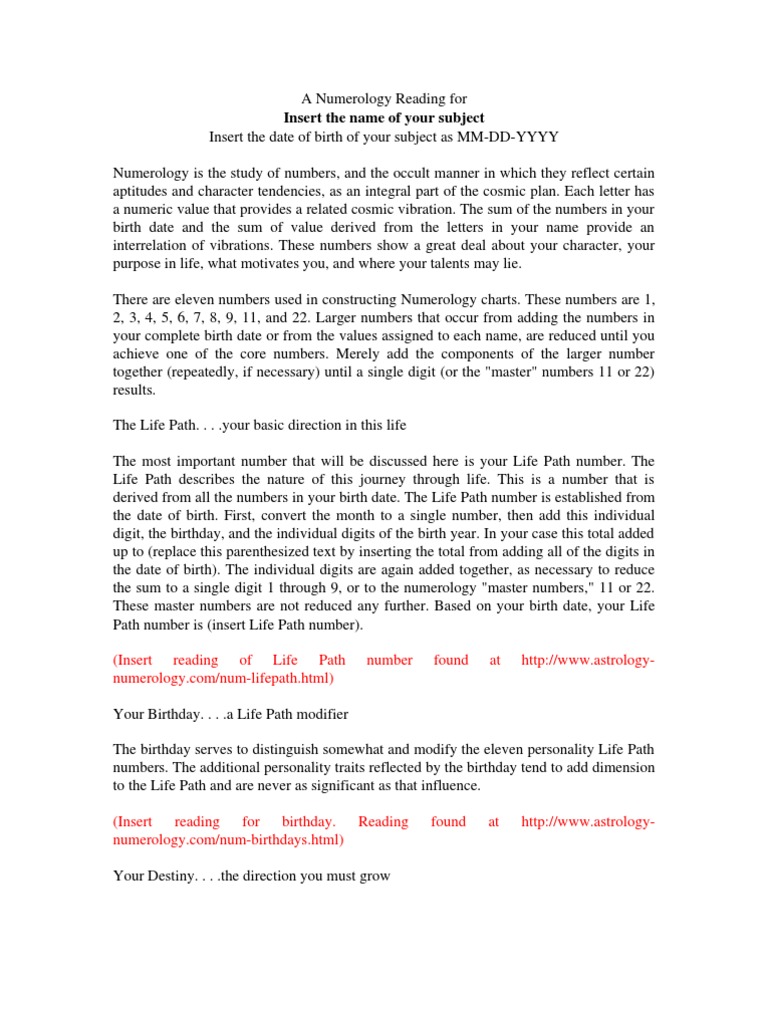 Comprehensive Numerology Reading Guide | PDF | Psychology ...