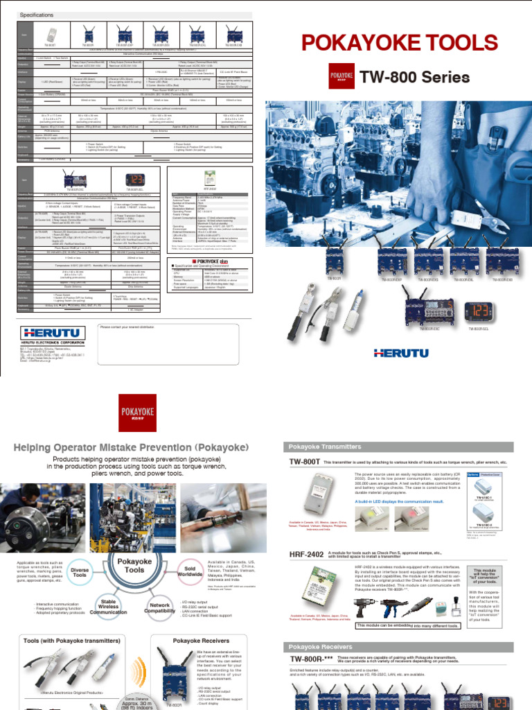 Pokayoke Tools Specifications Overview | PDF | Switch | Light Emitting ...