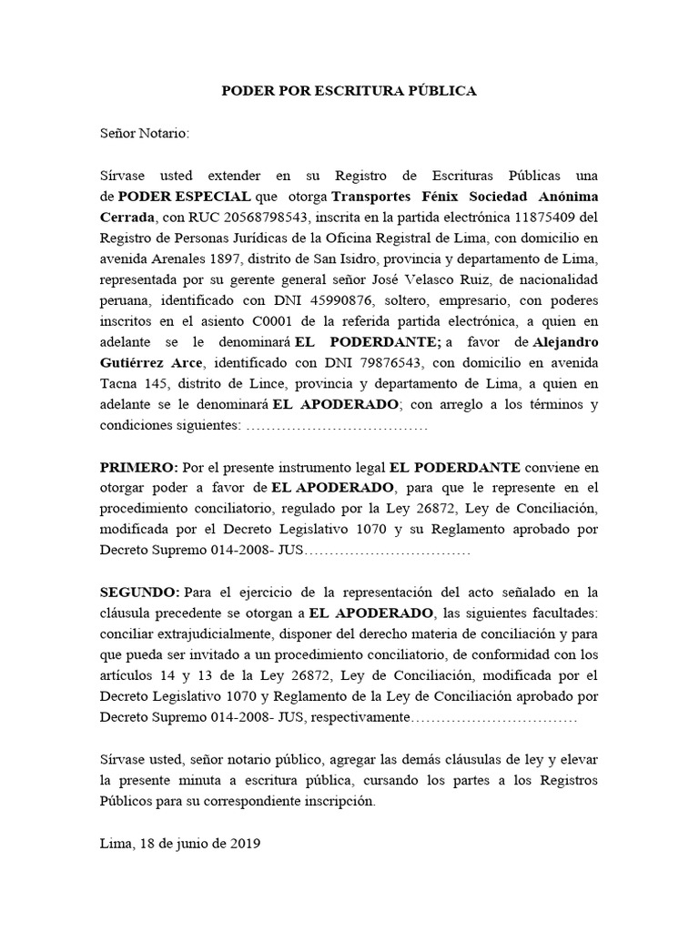 Poder Por Escritura Pública | PDF