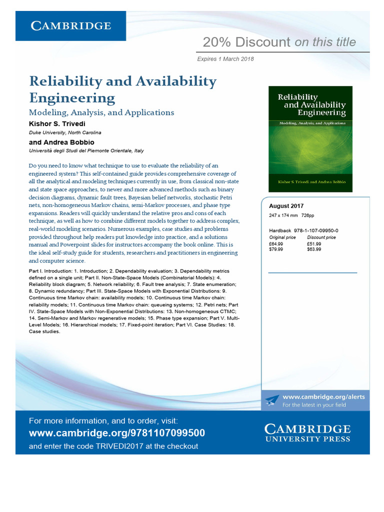 Reliability Availability Eng Trivedi Bobbio | PDF | Markov Chain | Reliability Engineering