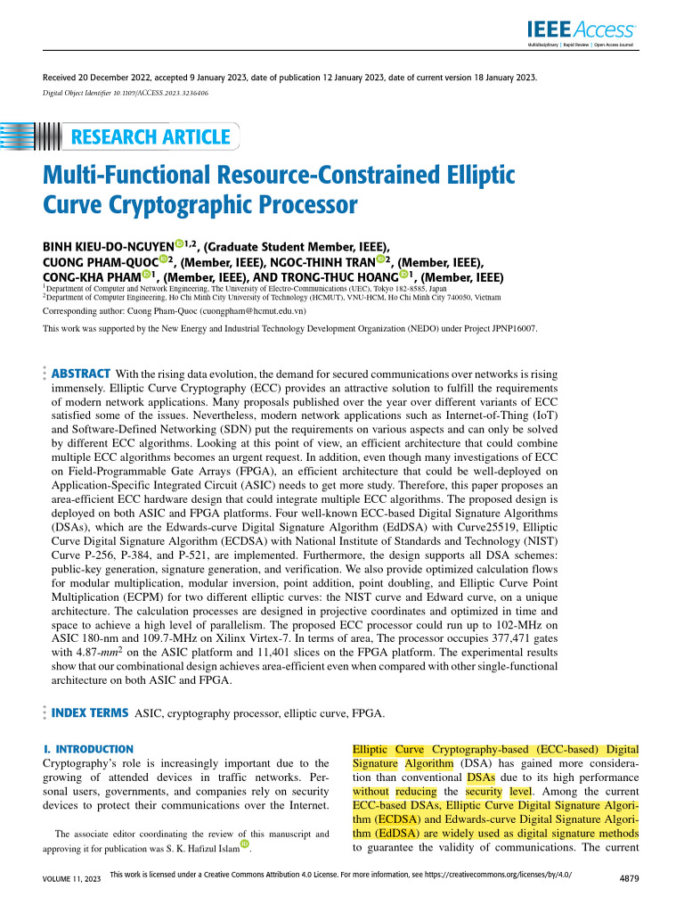 Multi Functional Resource Constrained Elliptic Curve Cryptographic Processor Download Free Pdf
