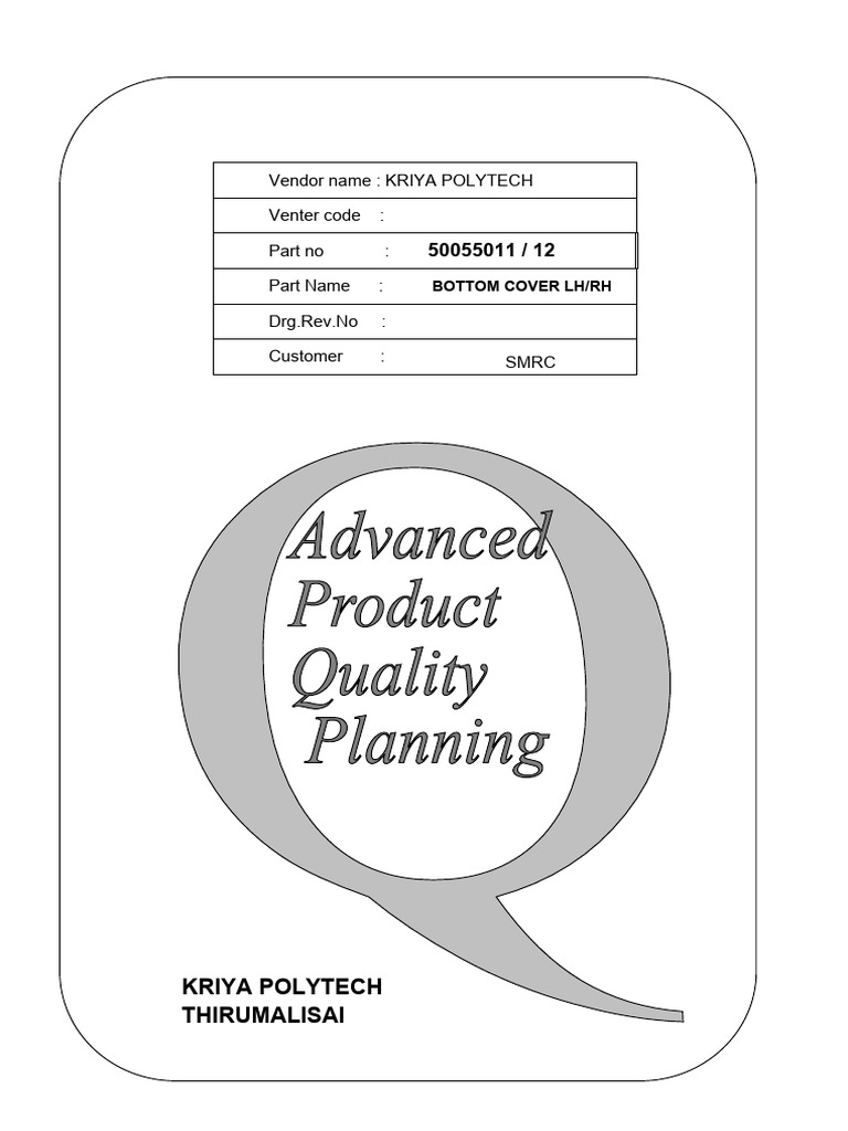 Apqp Format National Pdf Specification Technical Standard Risk